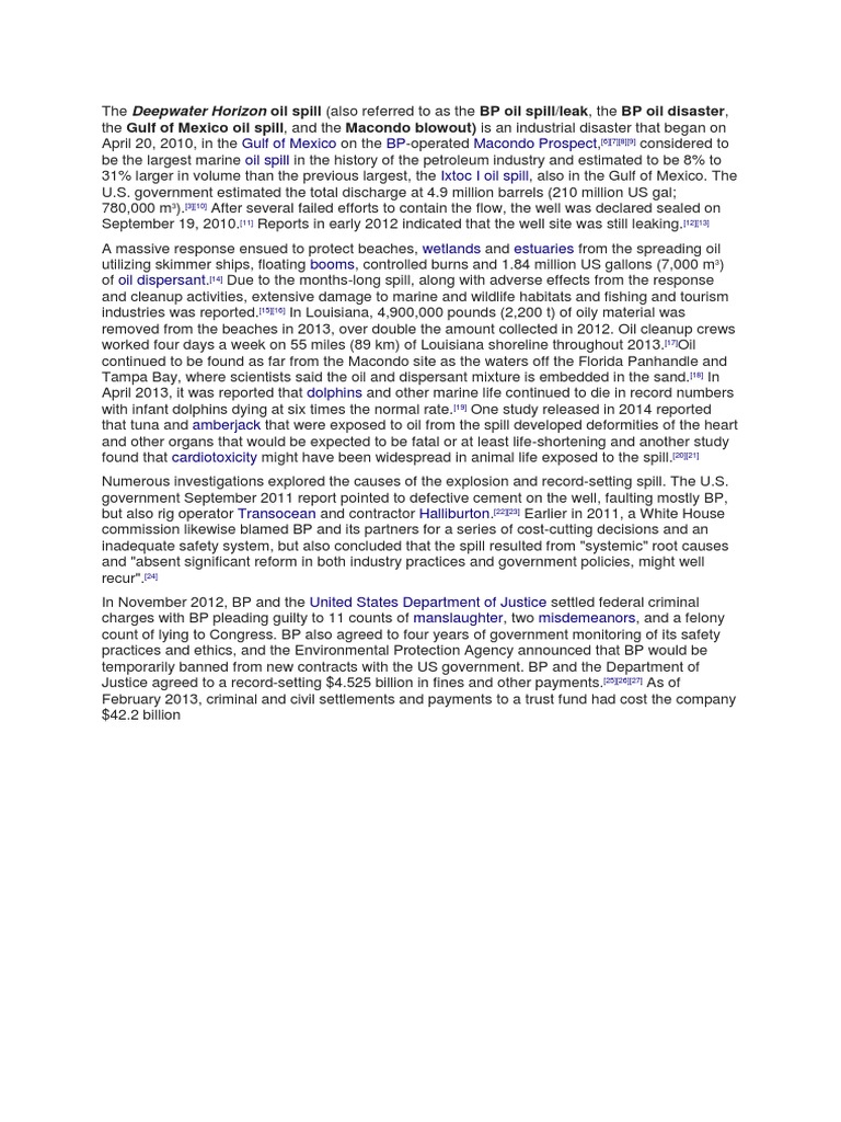 Gulf of Mexico BP Macondo Prospect Oil Spill Ixtoc I Oil Spill | PDF ...