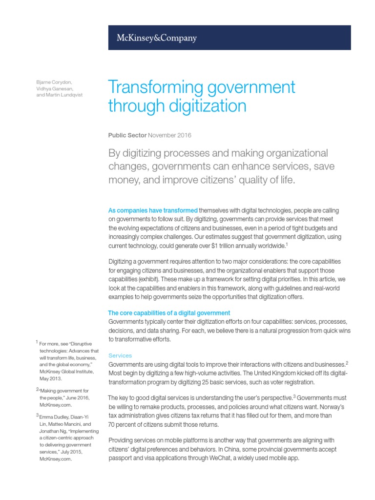 Transforming Government Through Digitization | PDF | E Government ...