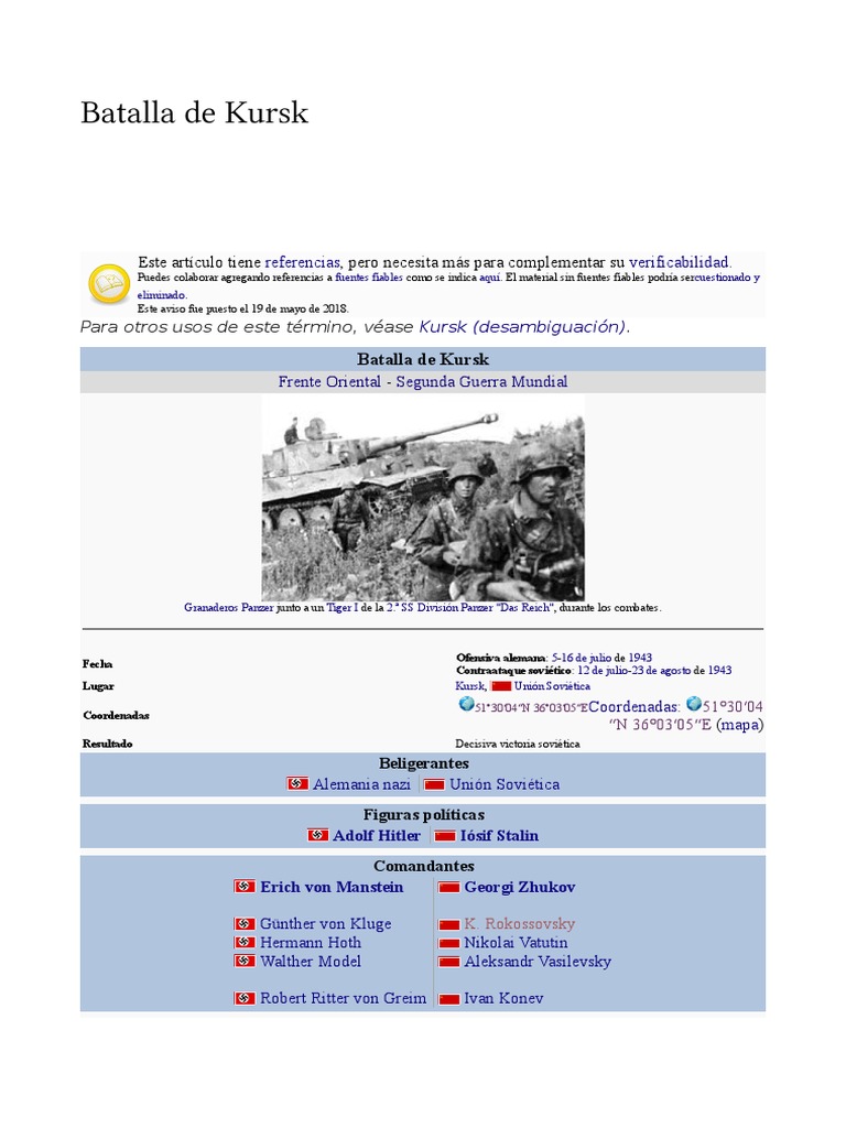 La Batalla Decisiva Del Frente Oriental La Batalla De Kursk Pdf Batalla De Kursk Frente 