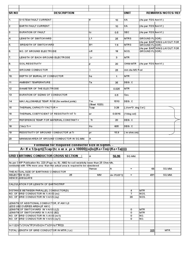 Earthing Design Calculations R2 | PDF | Electrical Resistivity And ...