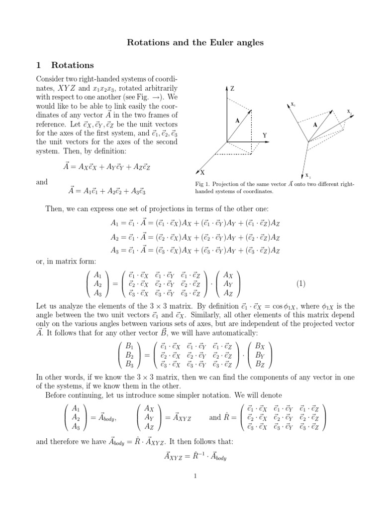 Euler Pdf Pdf Rotation Trigonometric Functions