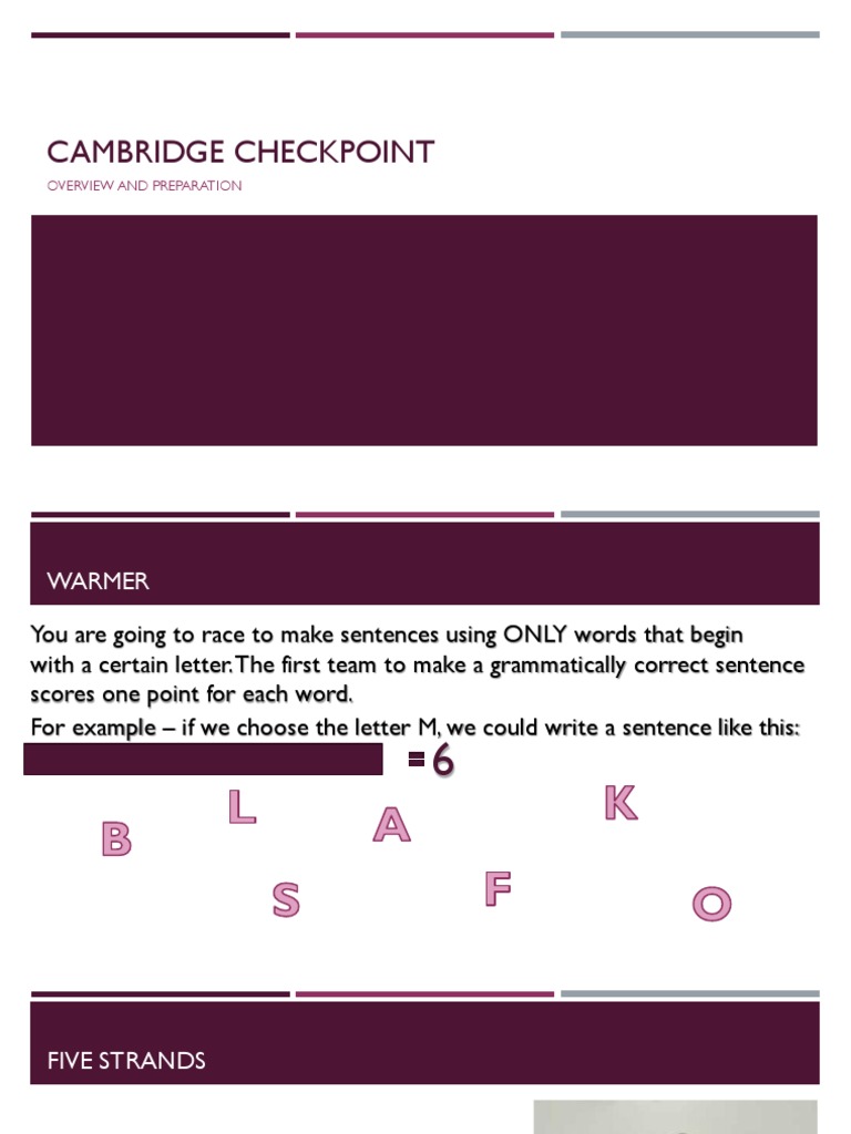 Cambridge Checkpoint Exam Preparation | PDF | Question | Essays