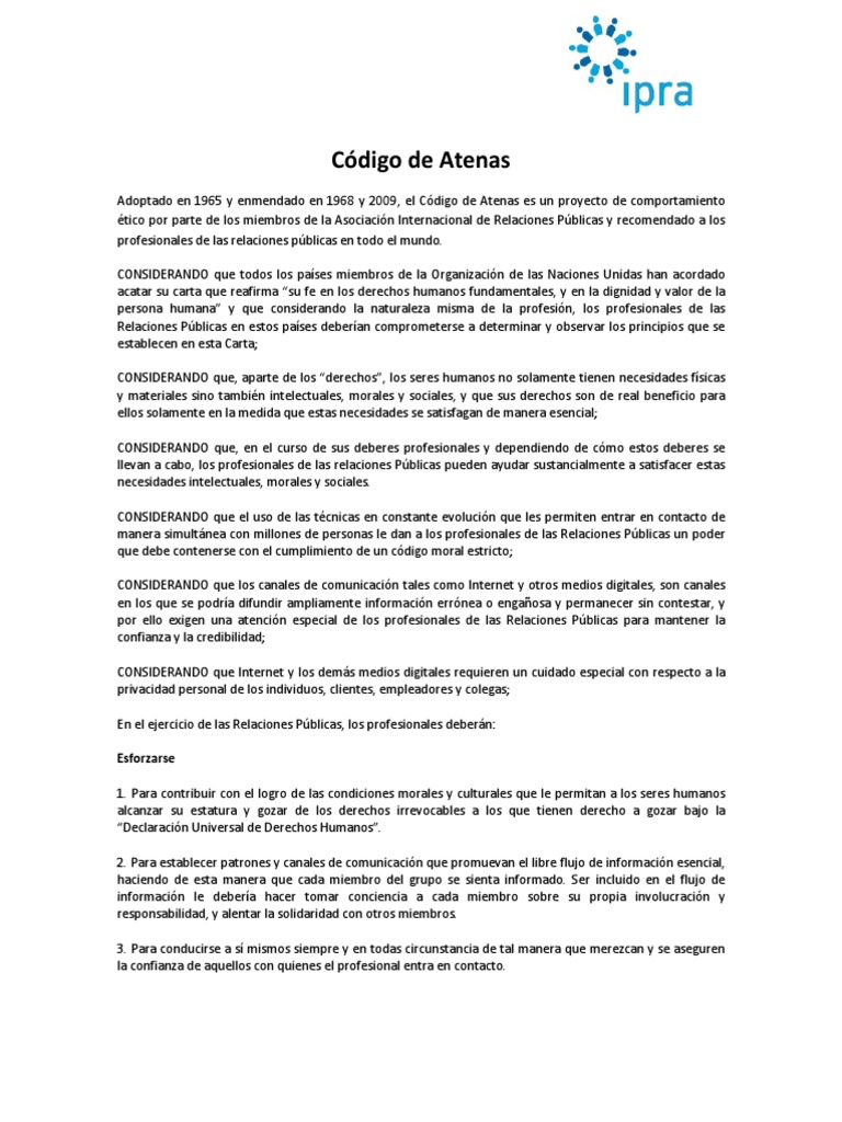 Codigo de Atenas | PDF | Derechos humanos | Información