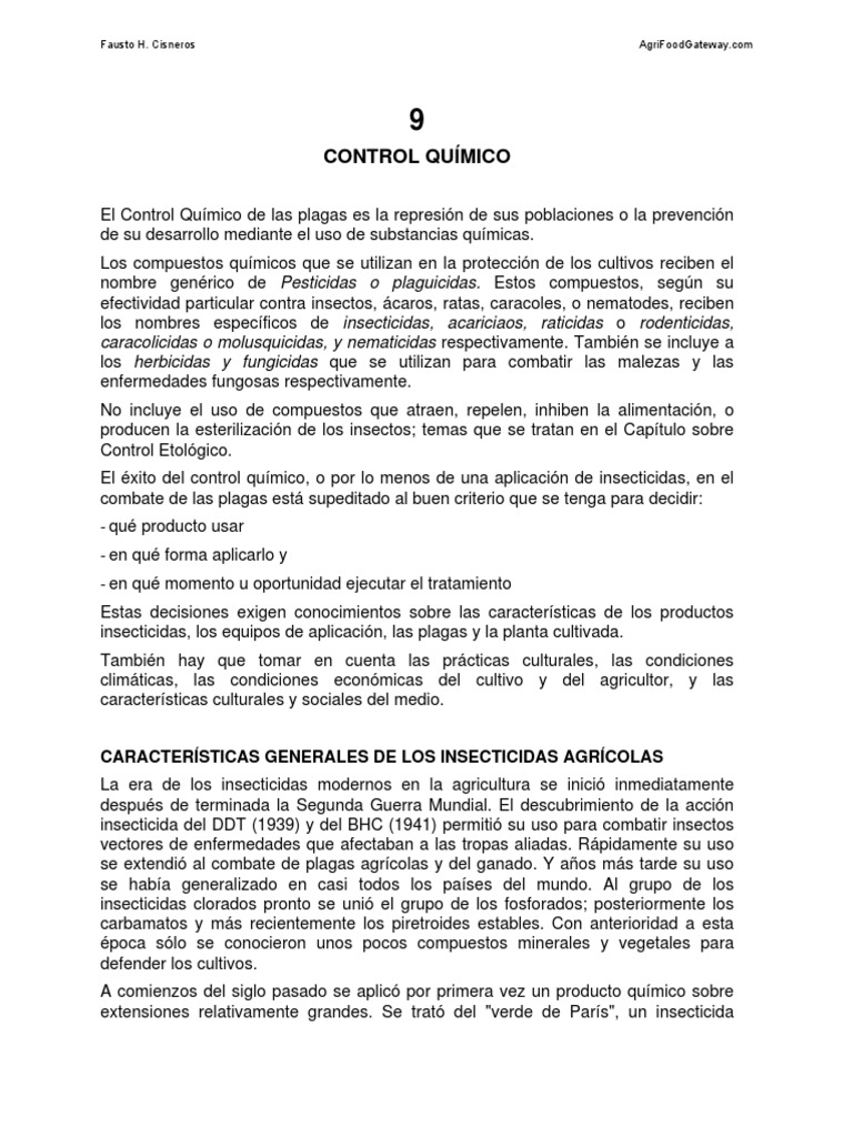 Control Quimico PDF | Descargar gratis PDF | Pesticida | Insecticida