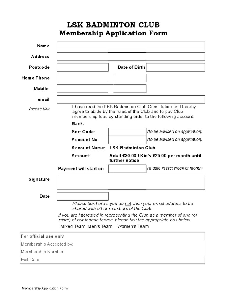 Membership Application Form | PDF