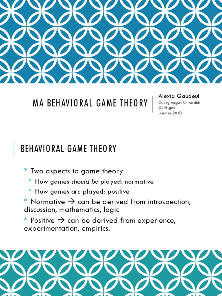 Behavioral Game Theory | PDF | Experiment | Framing (Social Sciences)