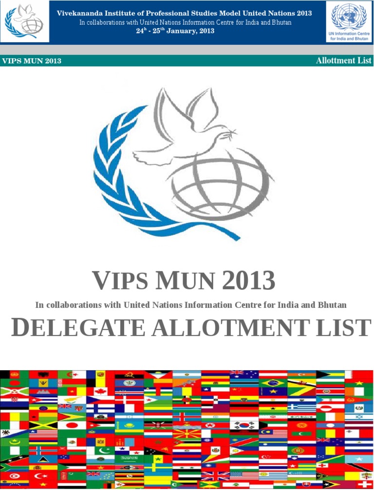 Vipsmun Delegate Final Allotment List | PDF | Student Societies | Social Movements
