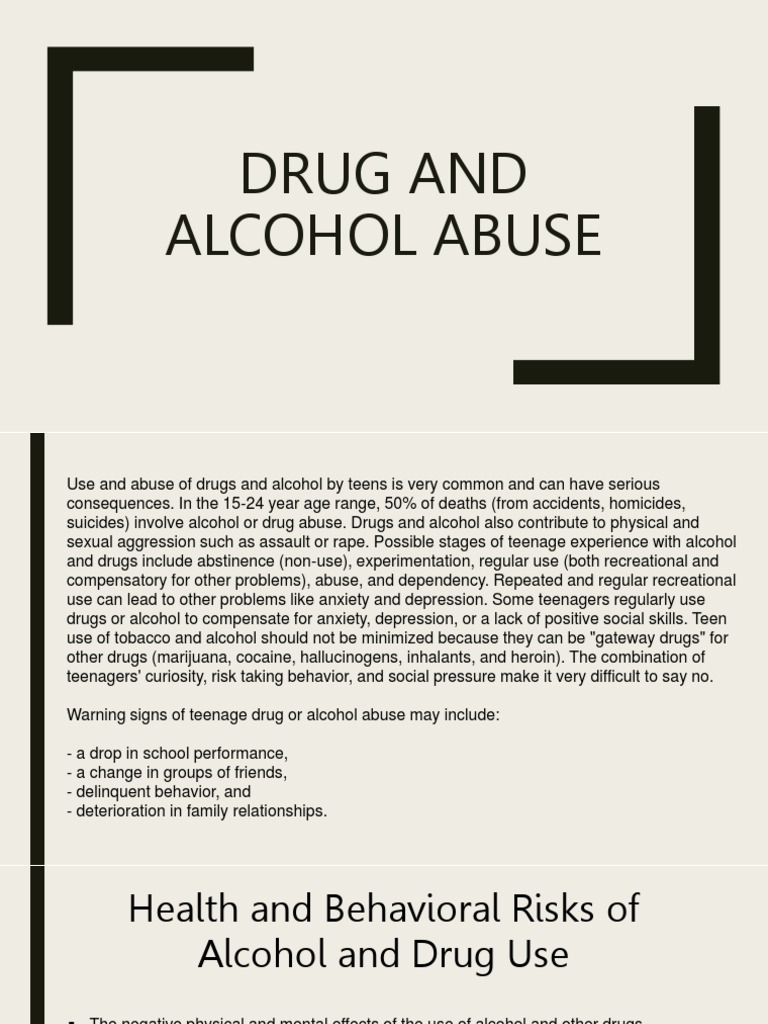 DRUG AND ALCOHOL ABUSE | Alcoholism | Substance Abuse