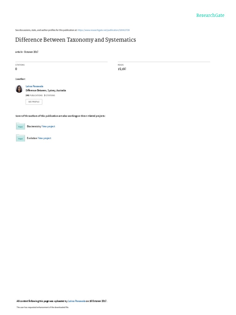 Difference Between Taxonomy and Systematics: October 2017 | PDF ...