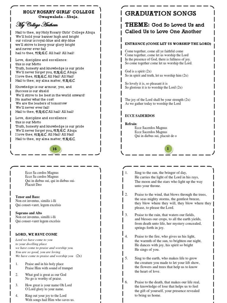 GRADUATION SONGS Arraged | PDF | Eucharist | Jesus