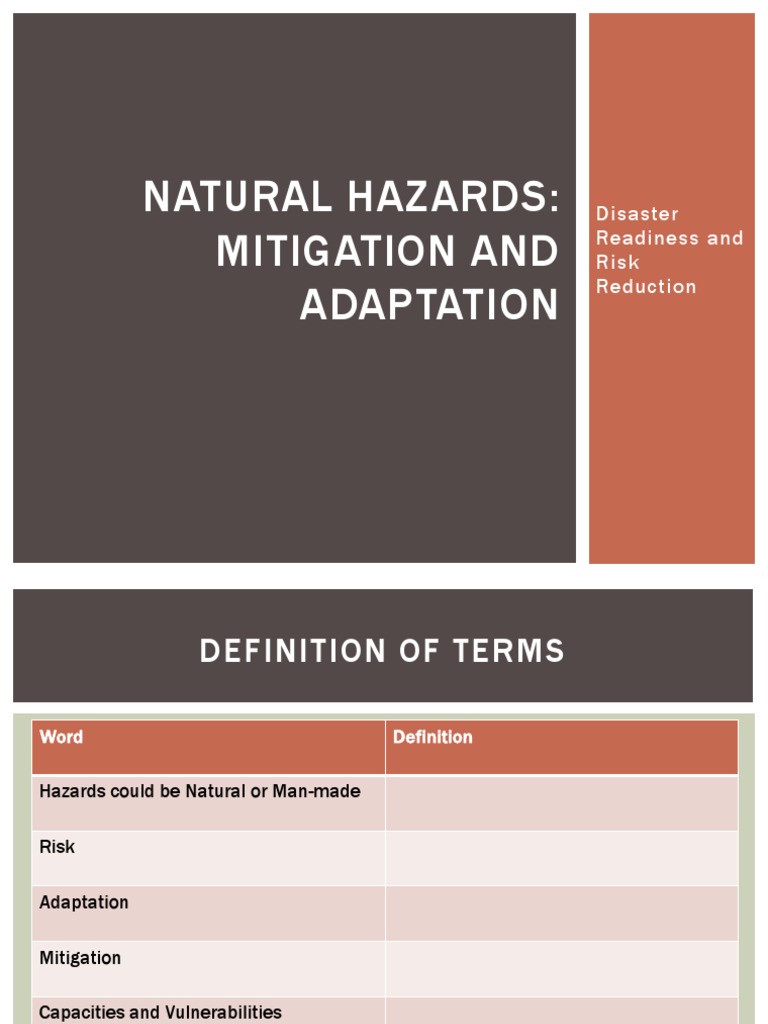 Natural Hazards: Mitigation and Adaptation: Disaster Readiness and Risk ...
