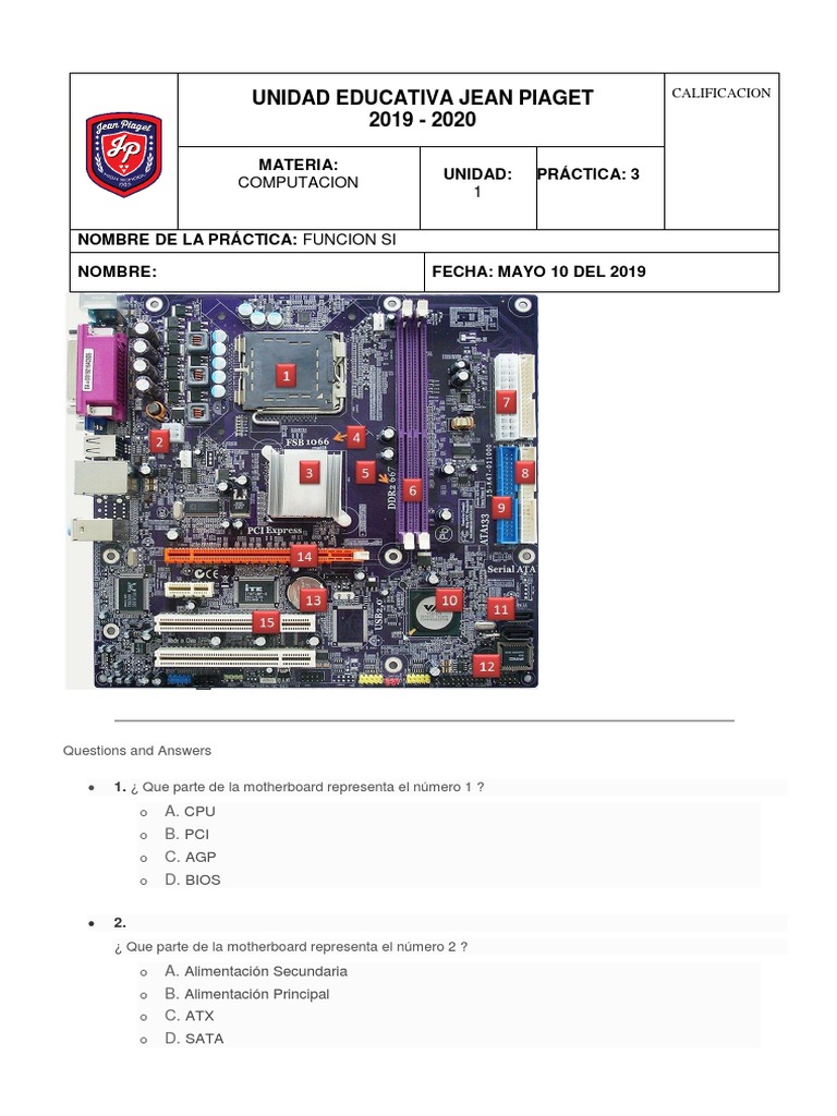 Taller #3 Componentes Del Mainboard | PDF | Microcomputadoras ...