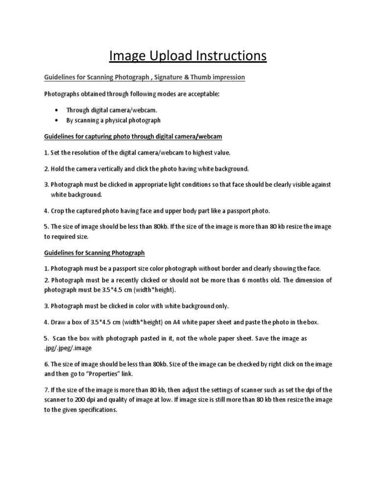 Image Upload Instructions: Guidelines For Scanning Photograph ...