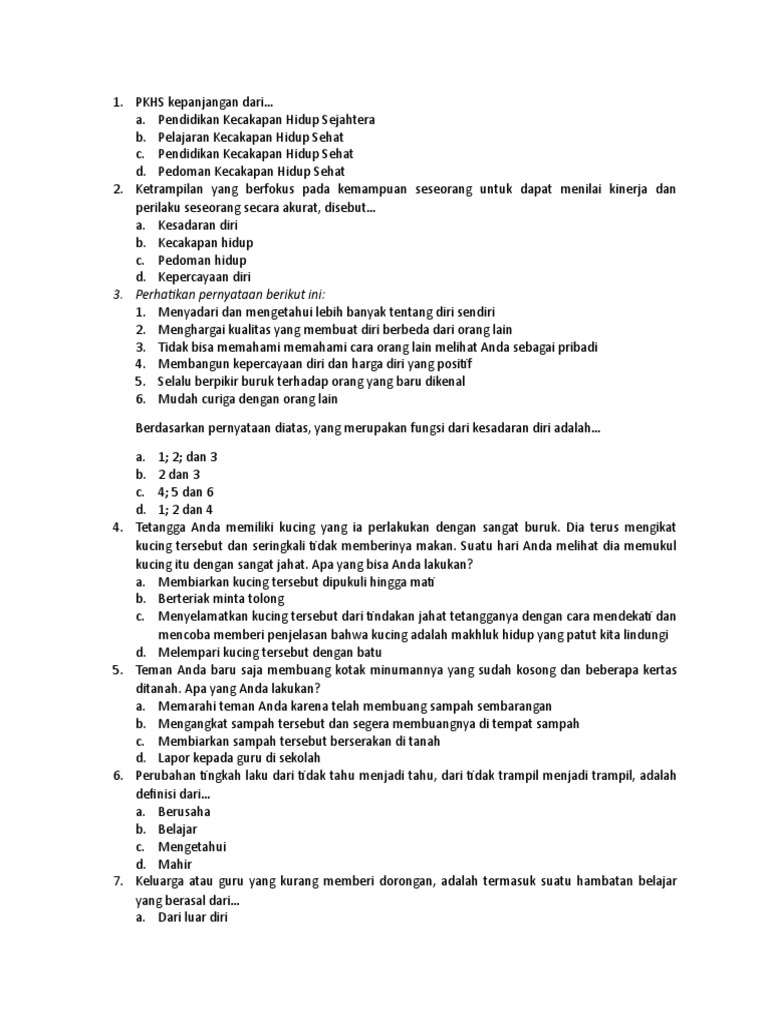 Soalujian Pkhs | PDF | Ilmu Sosial | Pengembangan Diri