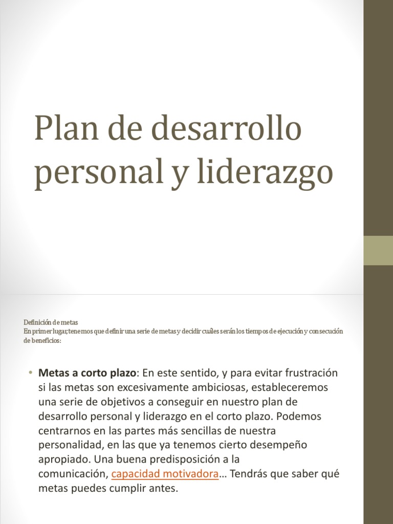 Plan de Desarrollo Personal y Liderazgo | PDF | Desarrollo personal ...