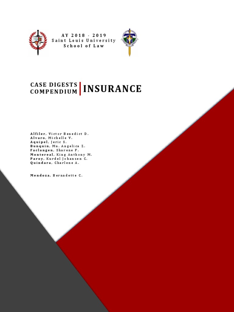 Insurance Case Digests Compendium PDF | PDF | Admiralty Law | Civil Law ...