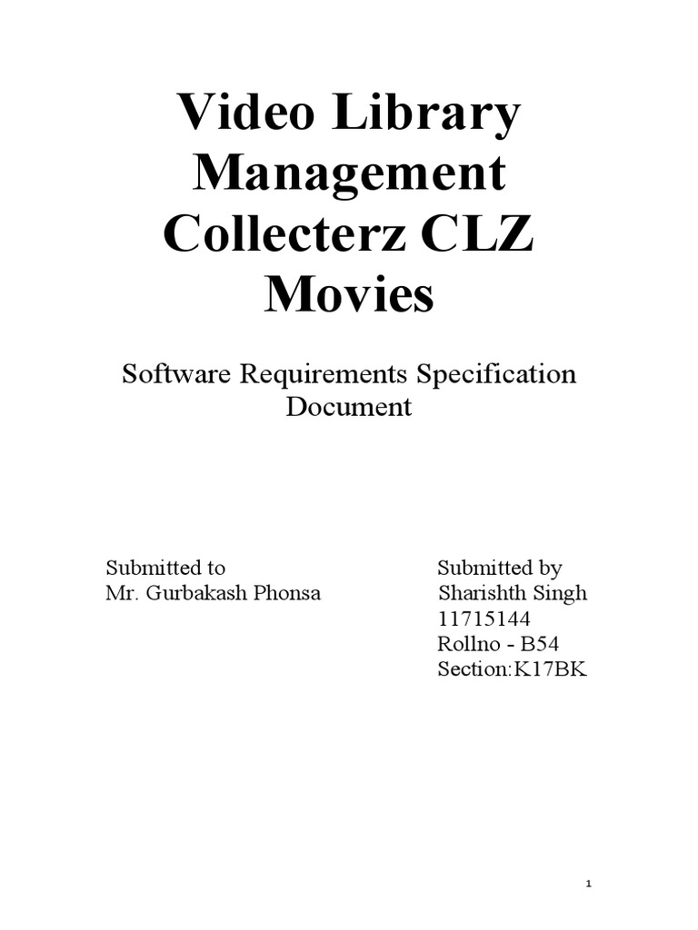 Video Library Management SRS | PDF | Http Cookie | Databases