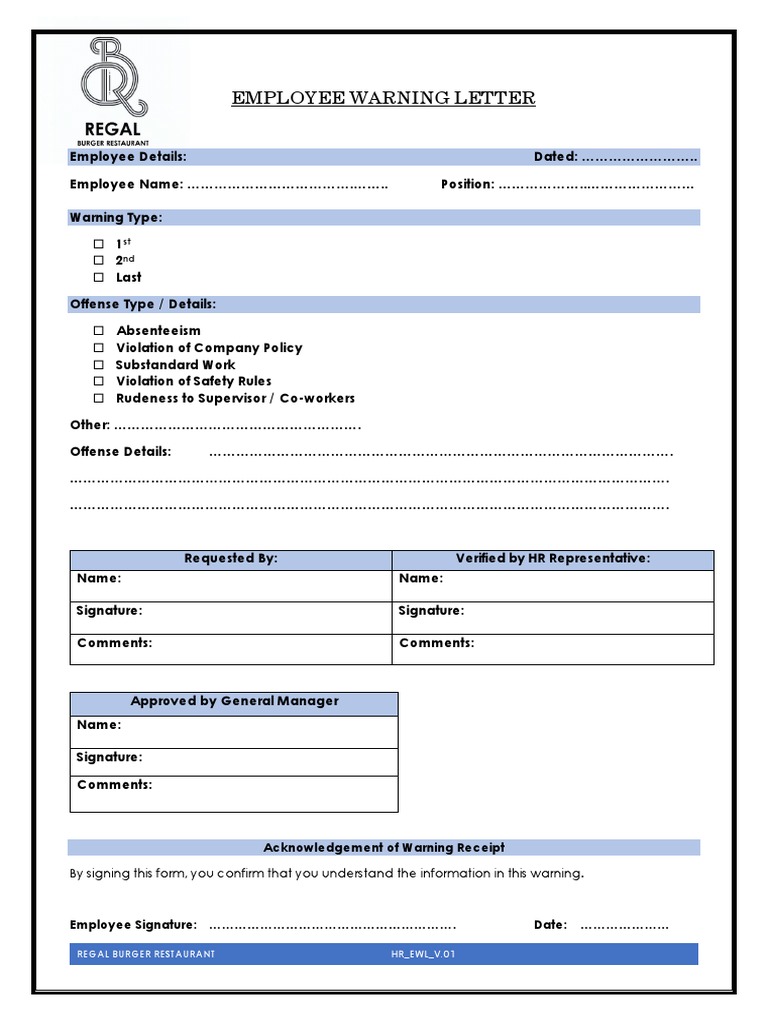 Employee Warning Form | PDF | Law