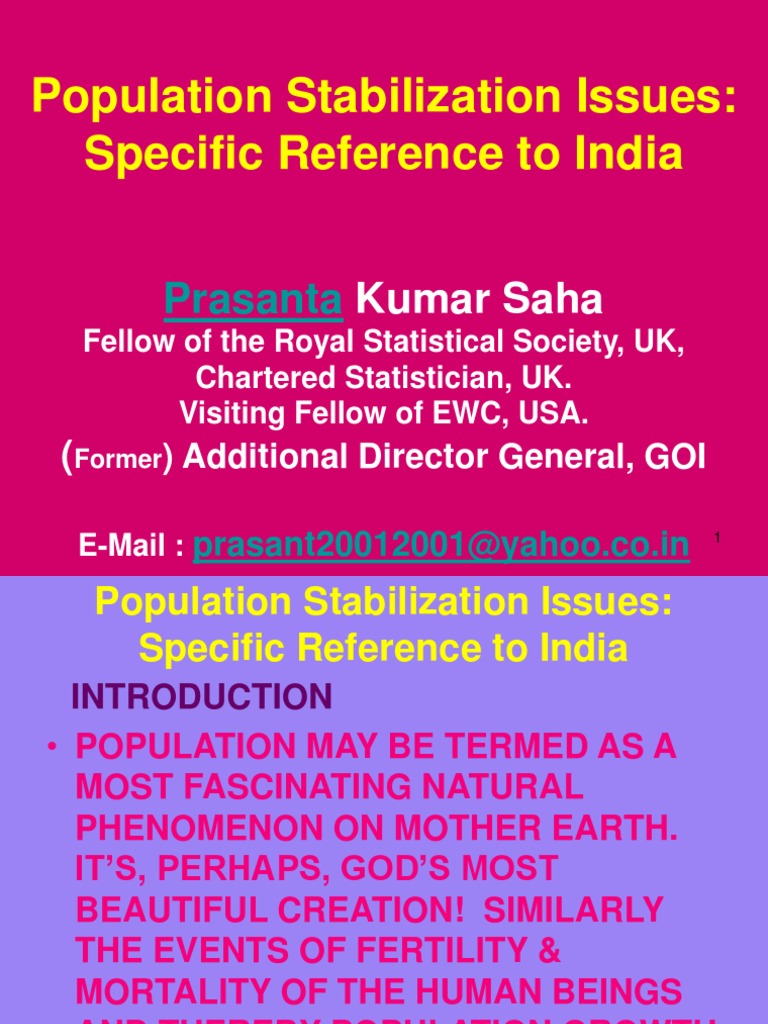Population Stabilization Issues: Specific Reference To India | PDF ...