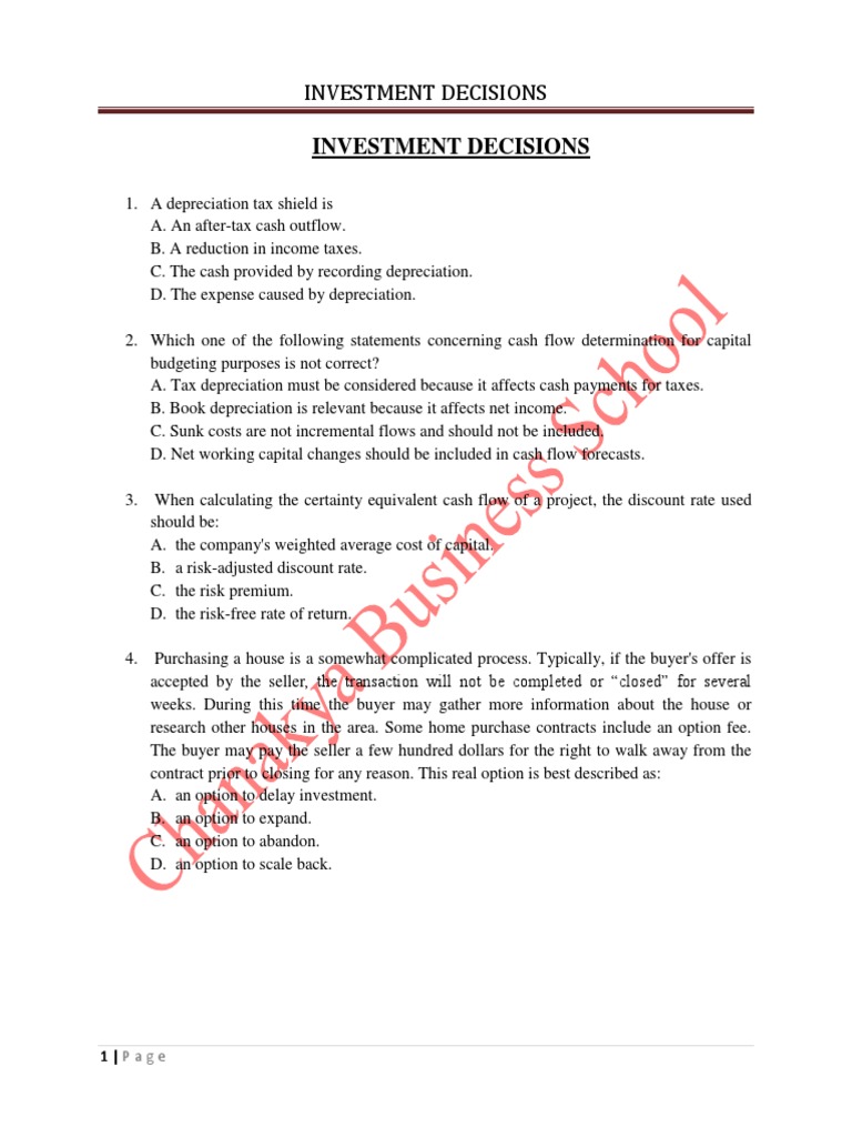 Key Concepts in Investment Decisions | PDF | Net Present Value ...