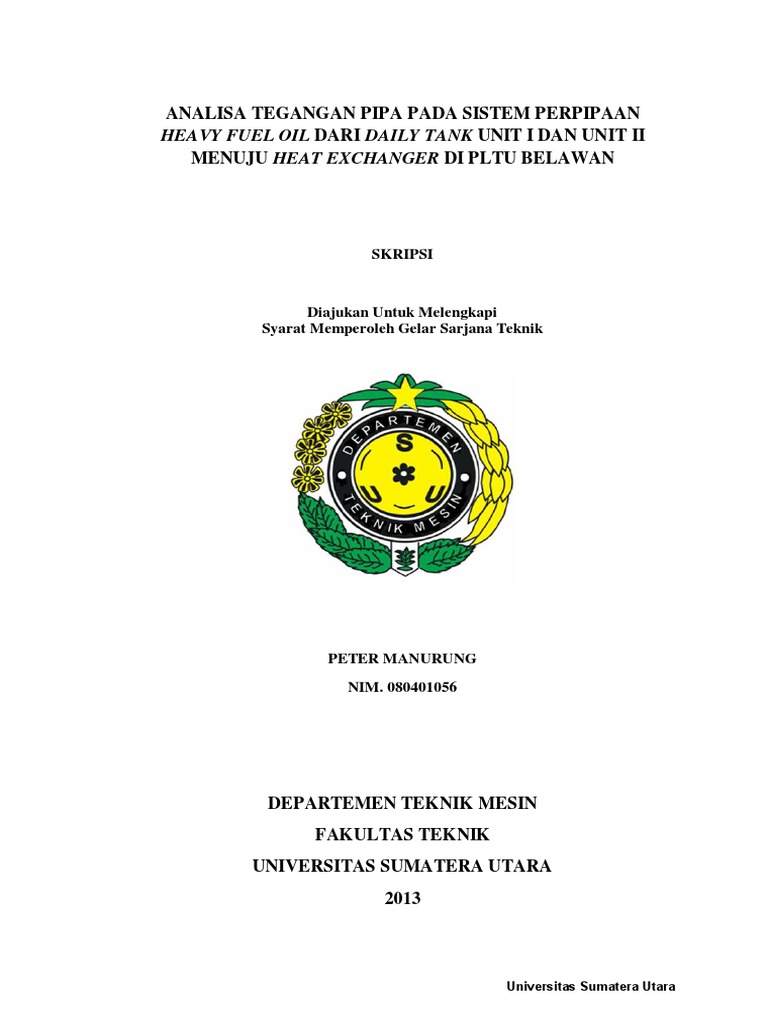 Analisa Tegangan Pipa Pada Sistem Perpipaan Heavy Fuel Oil Dari Daily ...