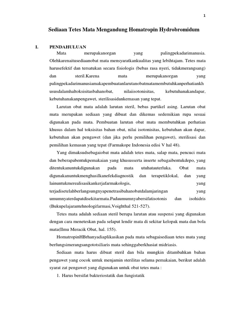 Panduan Tetes Mata Homatropin | PDF