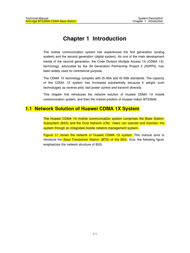 Chapter 1 Introduction: 1.1 Network Solution of Huawei CDMA 1X System | PDF | Reliability ...
