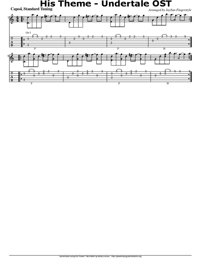 His Theme - Undertale OST | PDF