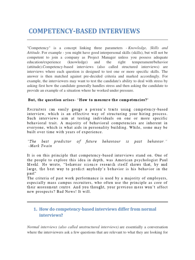 Competency-Based Interviews: Attitude. For Example - You Might Have Good Interpersonal Skills ...