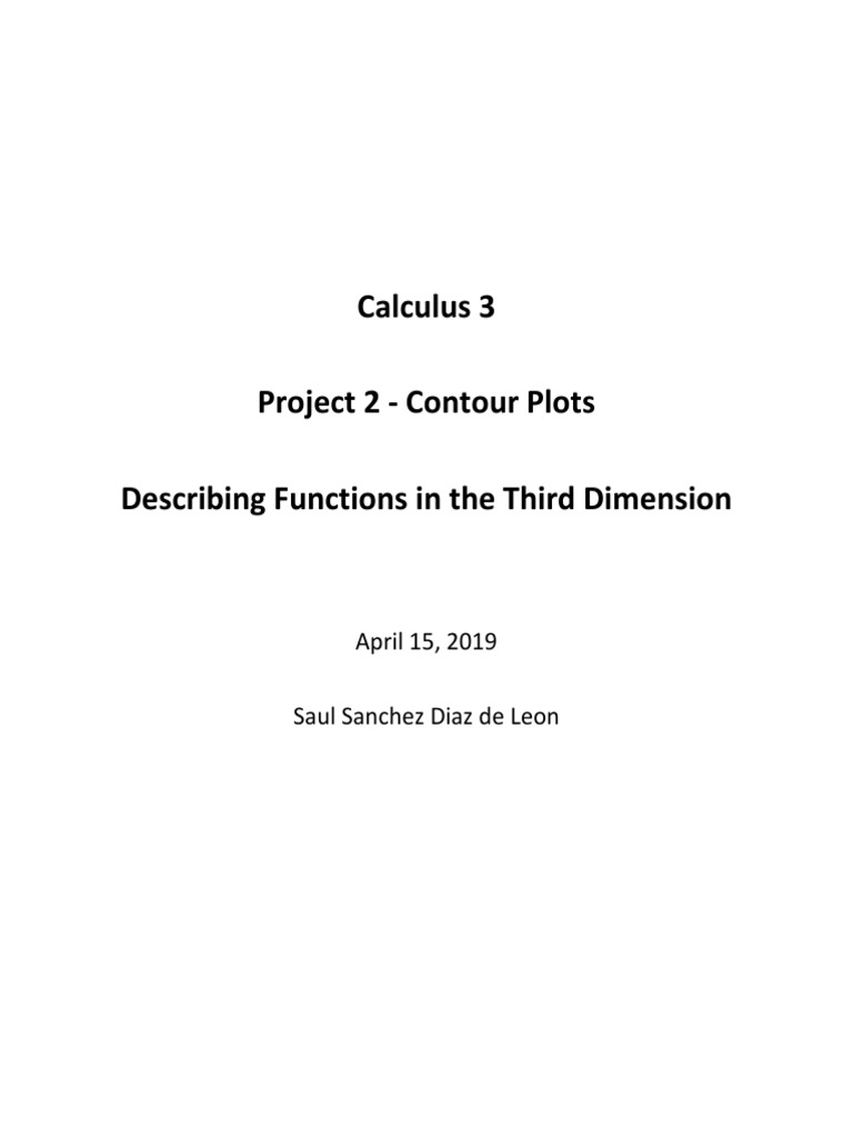 Calculus 3 Project 2 - Contour Plots Describing Functions in The Third ...