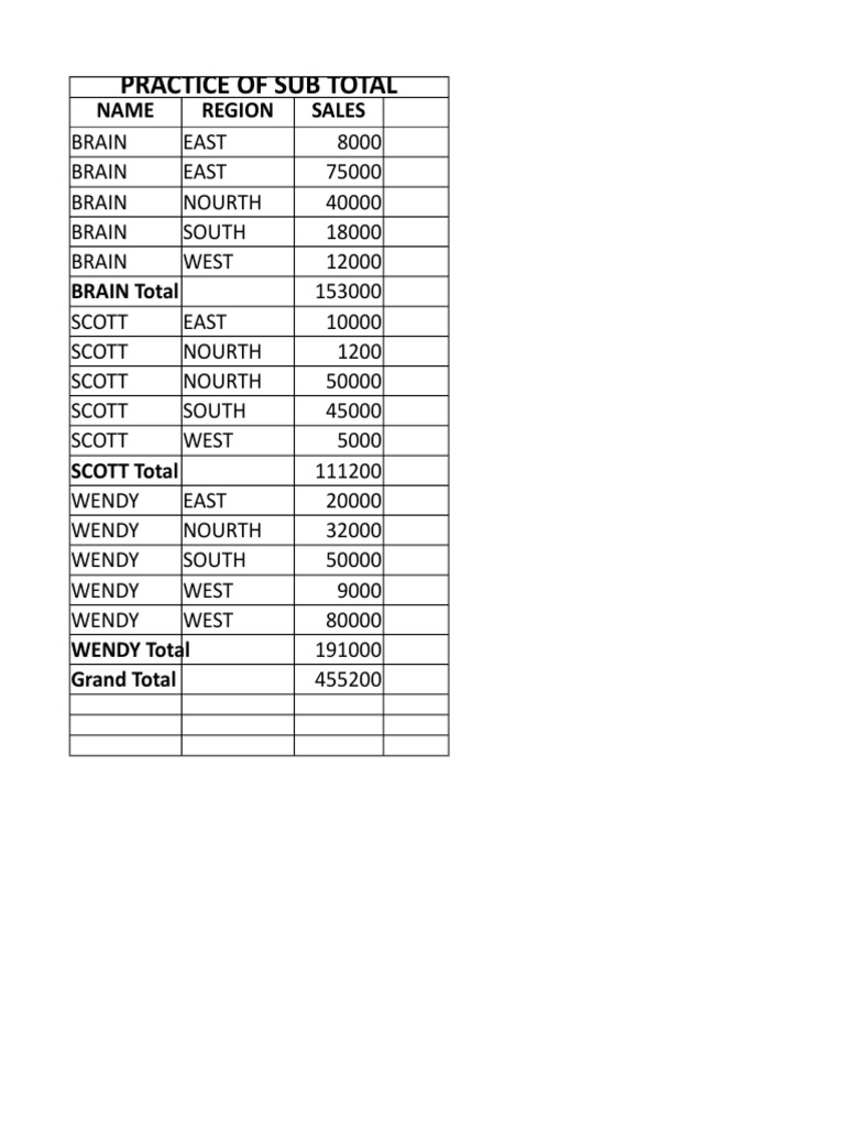 Excel Practice Notes | PDF