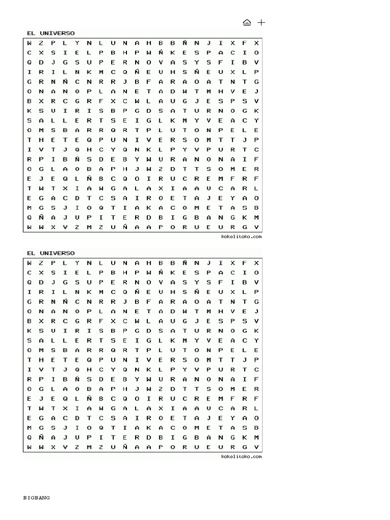 Sopa de Letras Universo | PDF