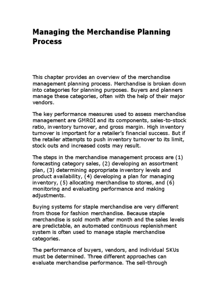 Managing The Merchandise Planning Process | PDF