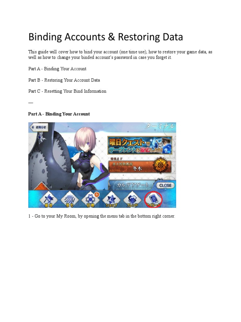 Binding Accounts and Restoring Data | PDF