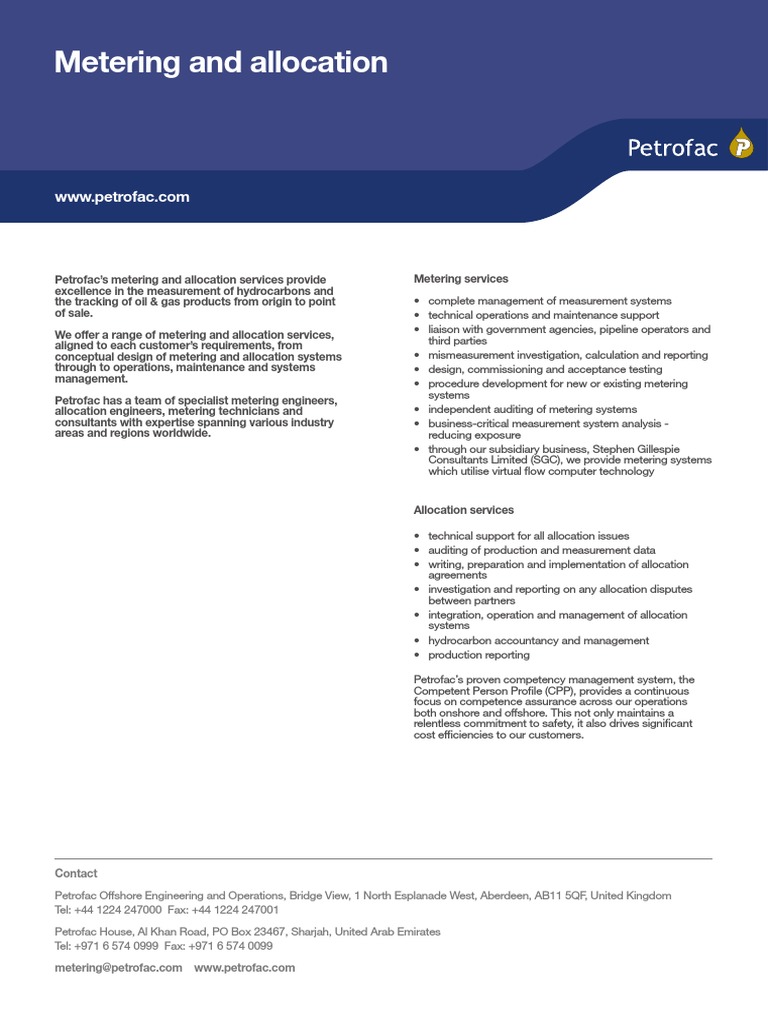 Metering and Allocation: Contact | PDF