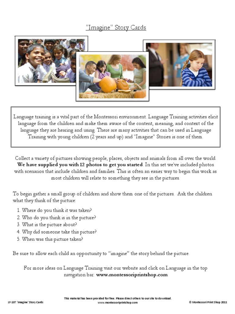 Imagine Story - Cards PDF | PDF | Montessori Education | Psychological ...
