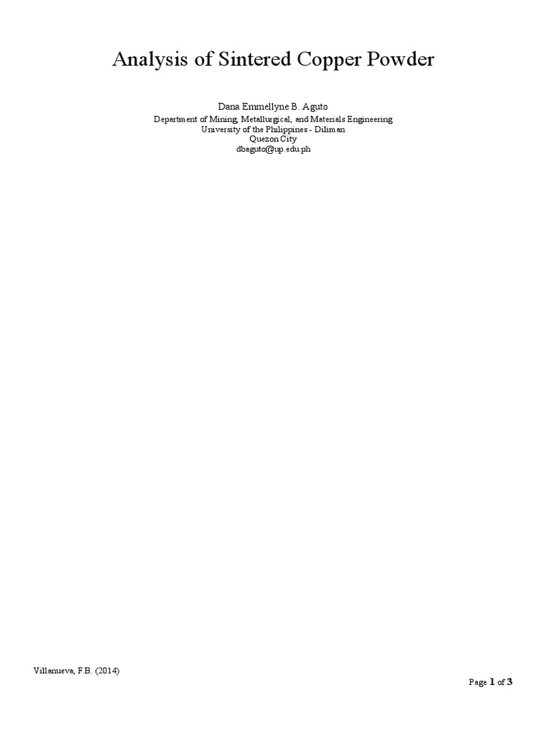 Sintering of Copper Powder | PDF | Sintering | Materials