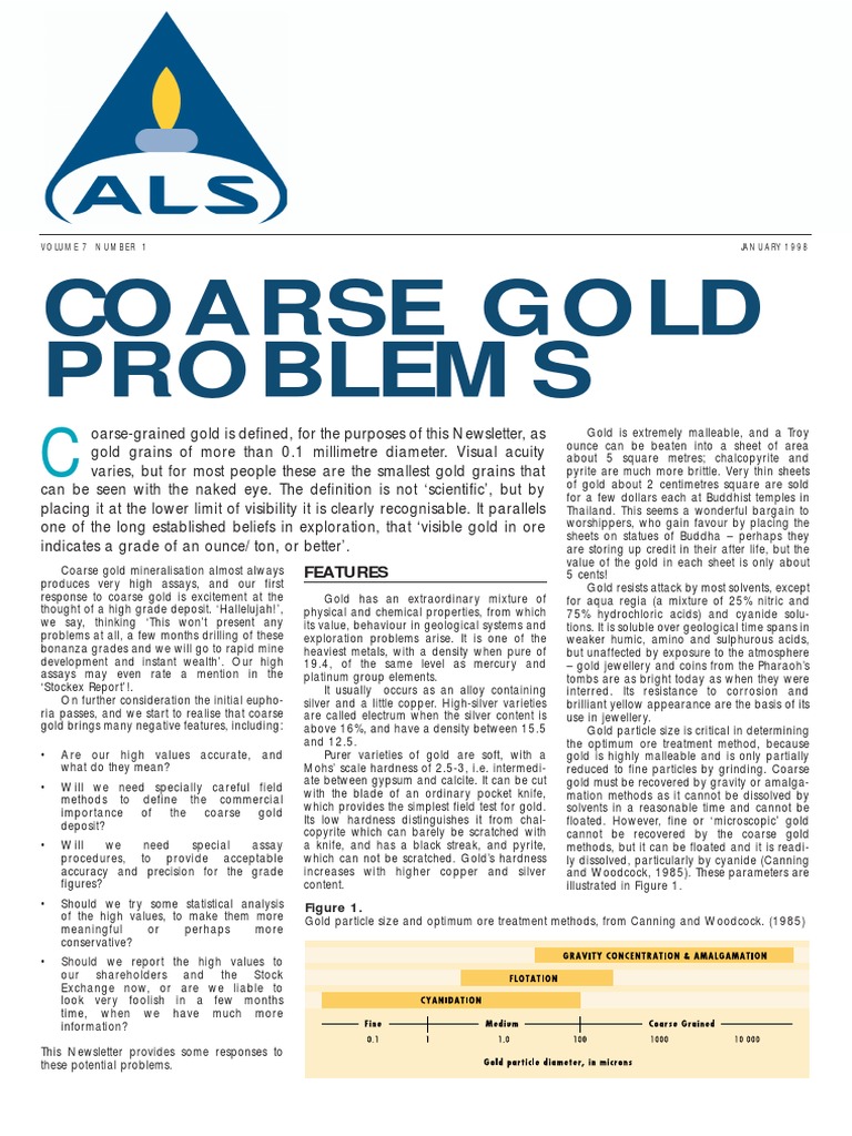 Coarse Gold Problems | PDF | Metallurgical Assay | Gold