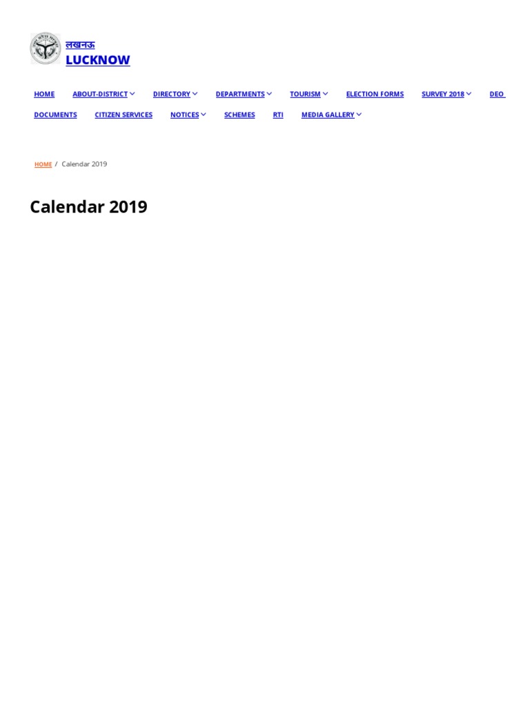 Calendar 2019: Lucknow | PDF