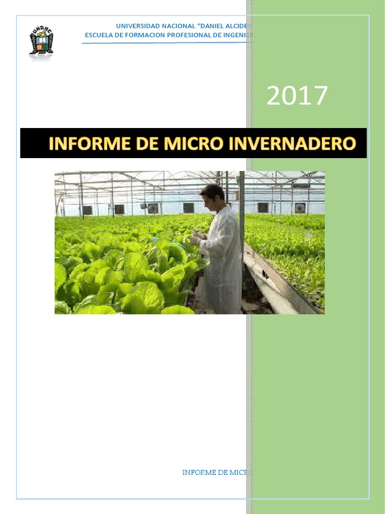 Informe de Micro Invernadero | PDF | Invernadero | Horticultura y ...