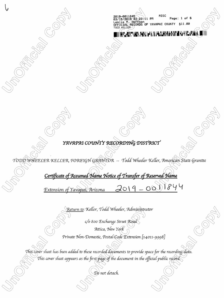 Certificate of Assumed Name, 2019-0011845 | PDF