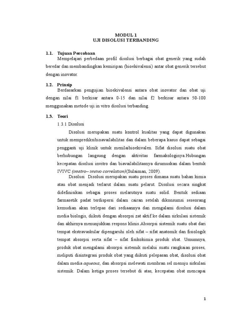 Uji Disolusi Obat Inovator dan Generik | PDF | Sains & Matematika