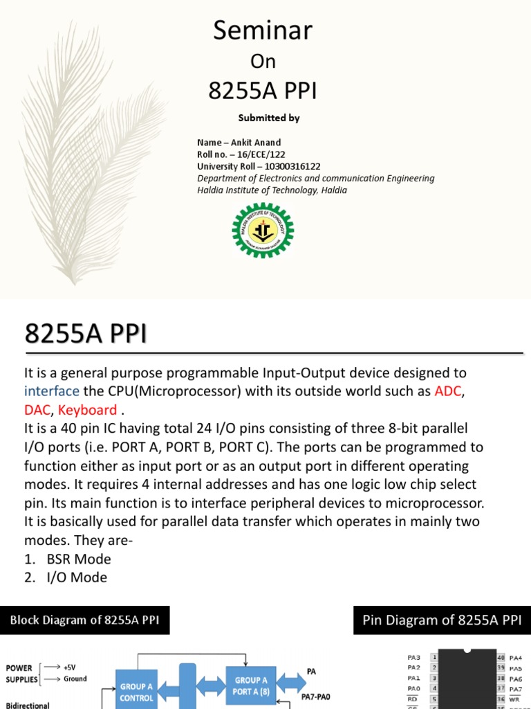 Seminar on Interfacing 8255A Programmable Peripheral Interface with Microprocessor | PDF | Input ...