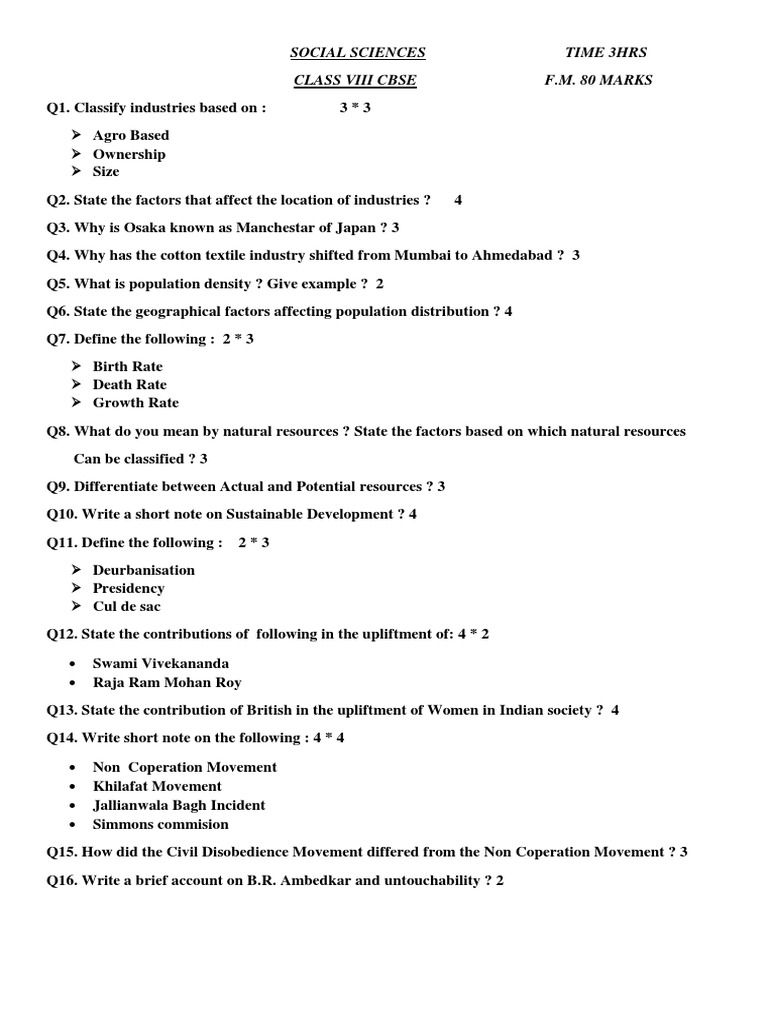 Sample Question Paper | PDF