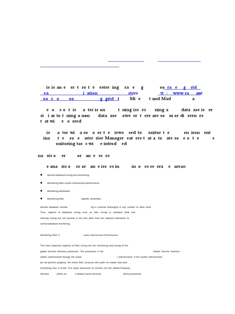 Oracle RAC Performance Tuning Guide | PDF | Cache (Computing) | Oracle Database