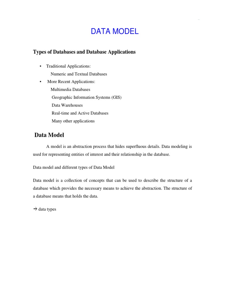 Data Model: Types of Databases and Database Applications | PDF | Data ...