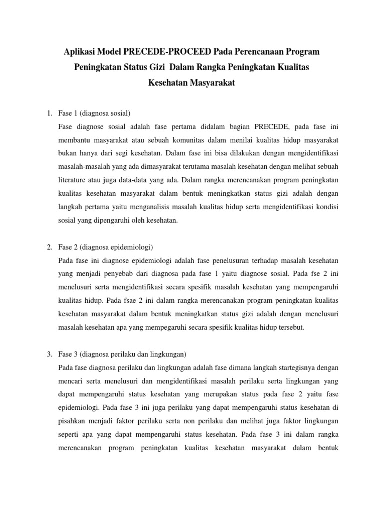 Aplikasi Model Precede Procede | PDF