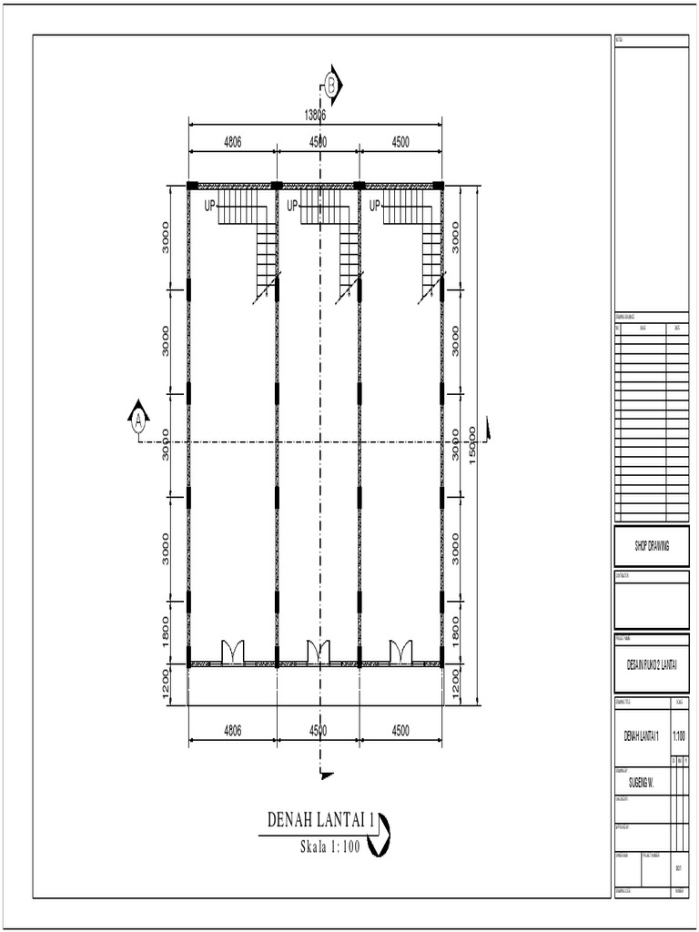 Denah dan Potongan Ruko 2 Lantai | PDF