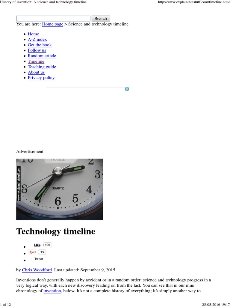 Science and Technology Timeline | PDF | Pendulum | Television