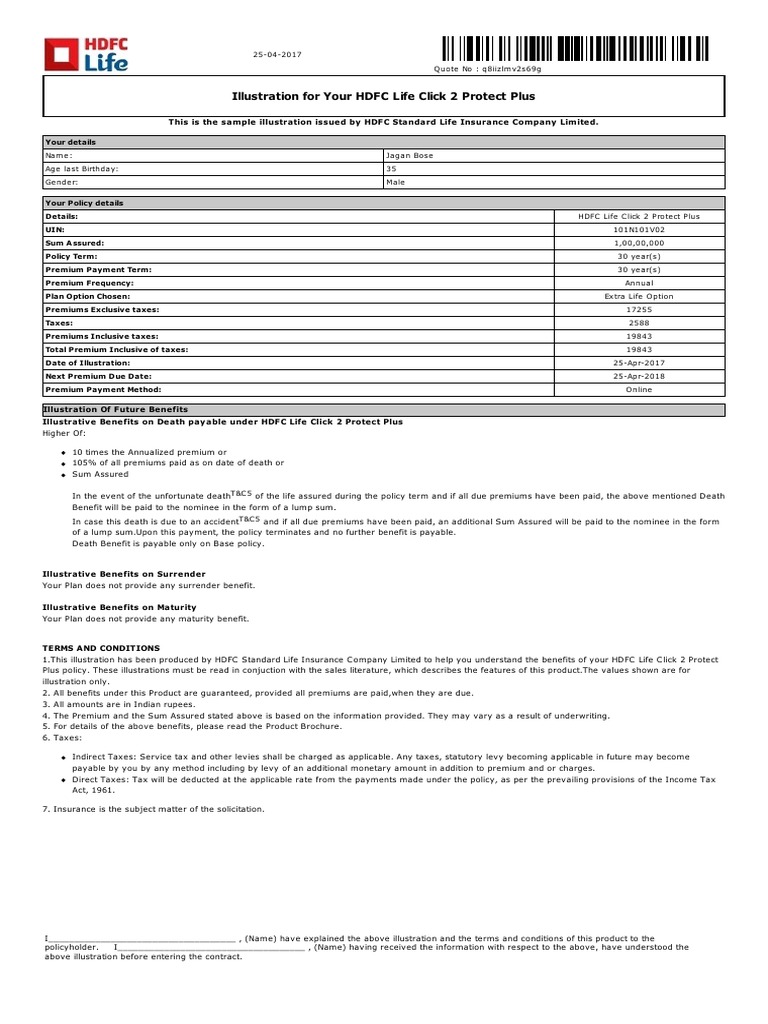 Illustration For Your HDFC Life Click 2 Protect Plus | PDF | Life ...
